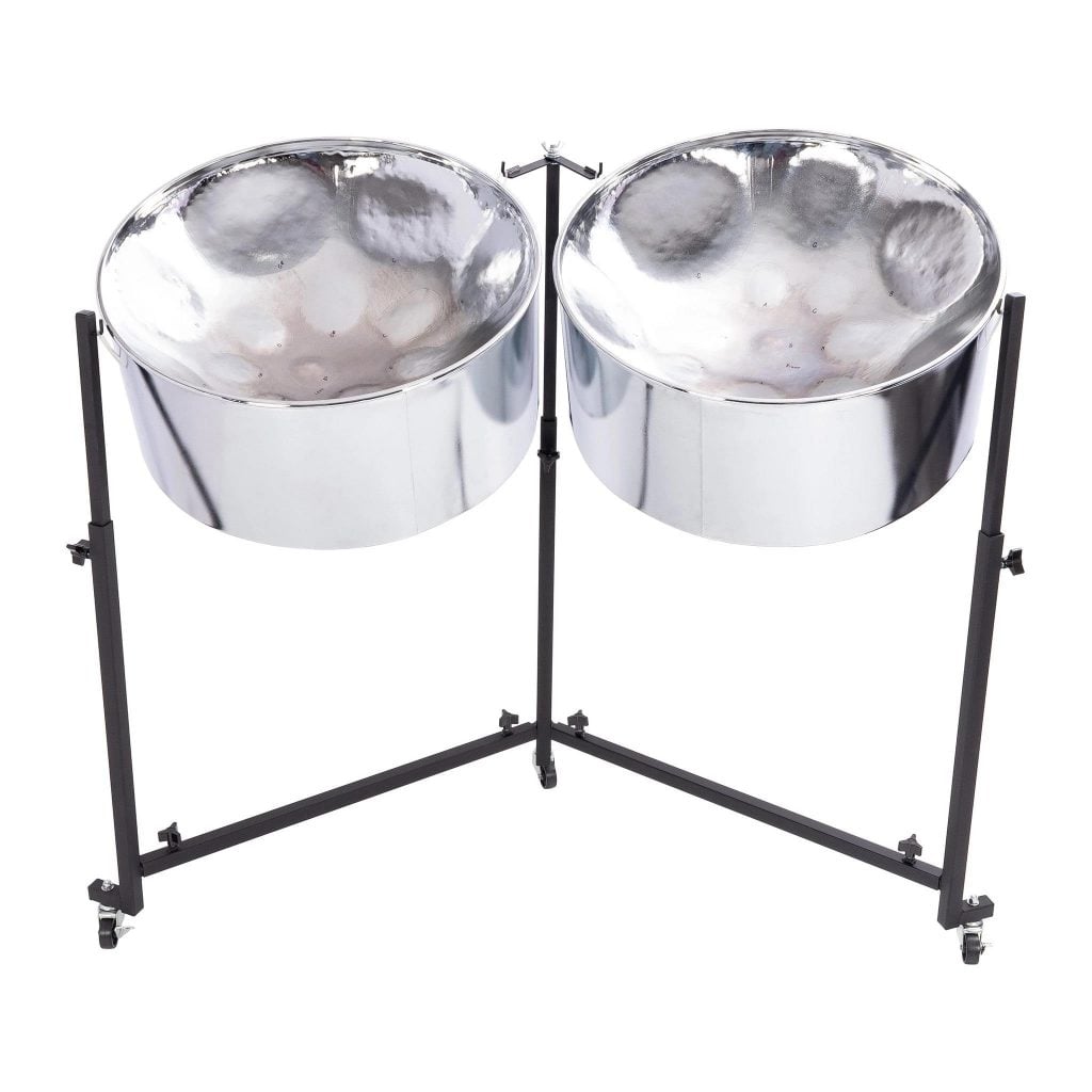 Chrome Double Guitar Steel Pans - stands & mallets included