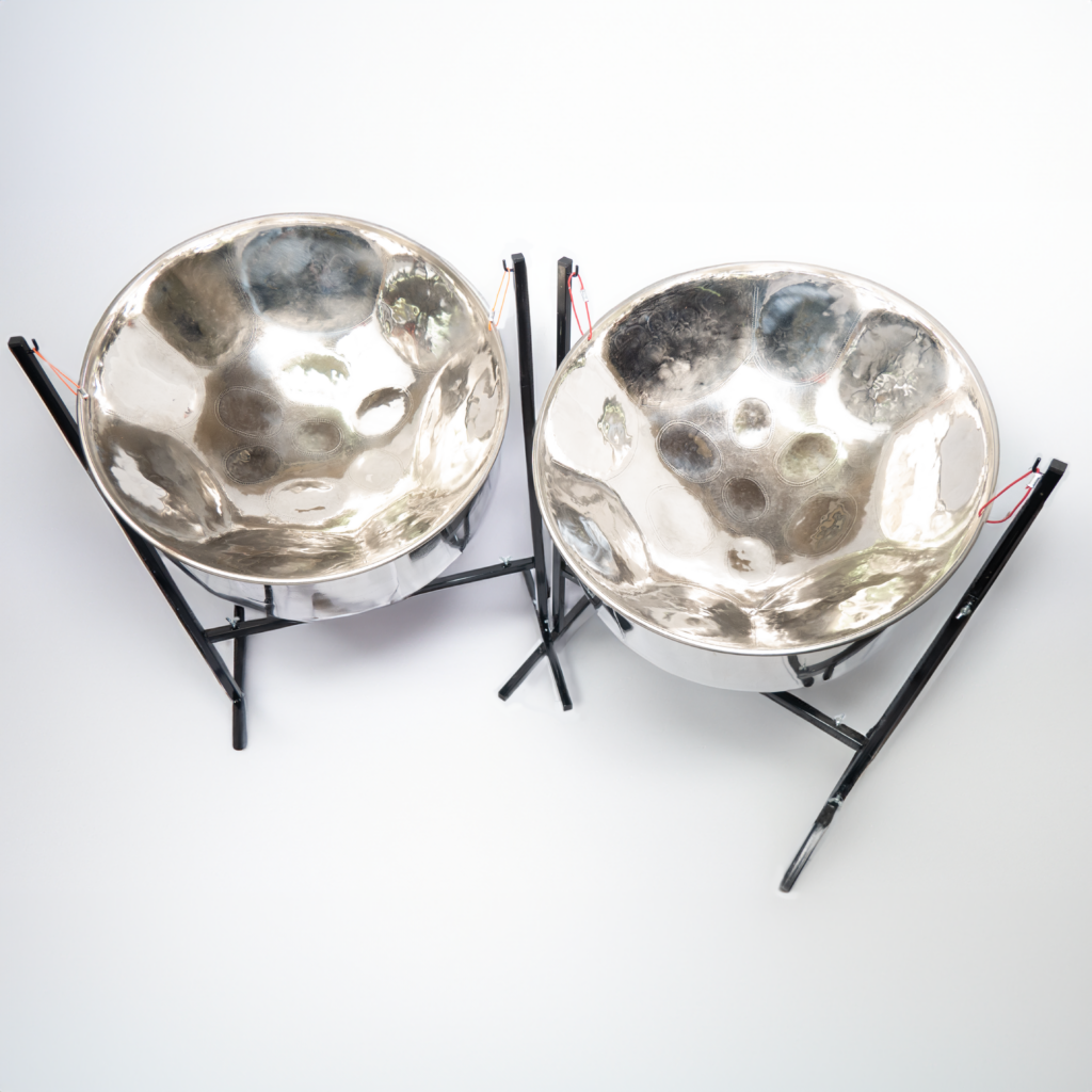 Trinipans Chrome Double Second Steel Pans 23" – Stands, Mallets